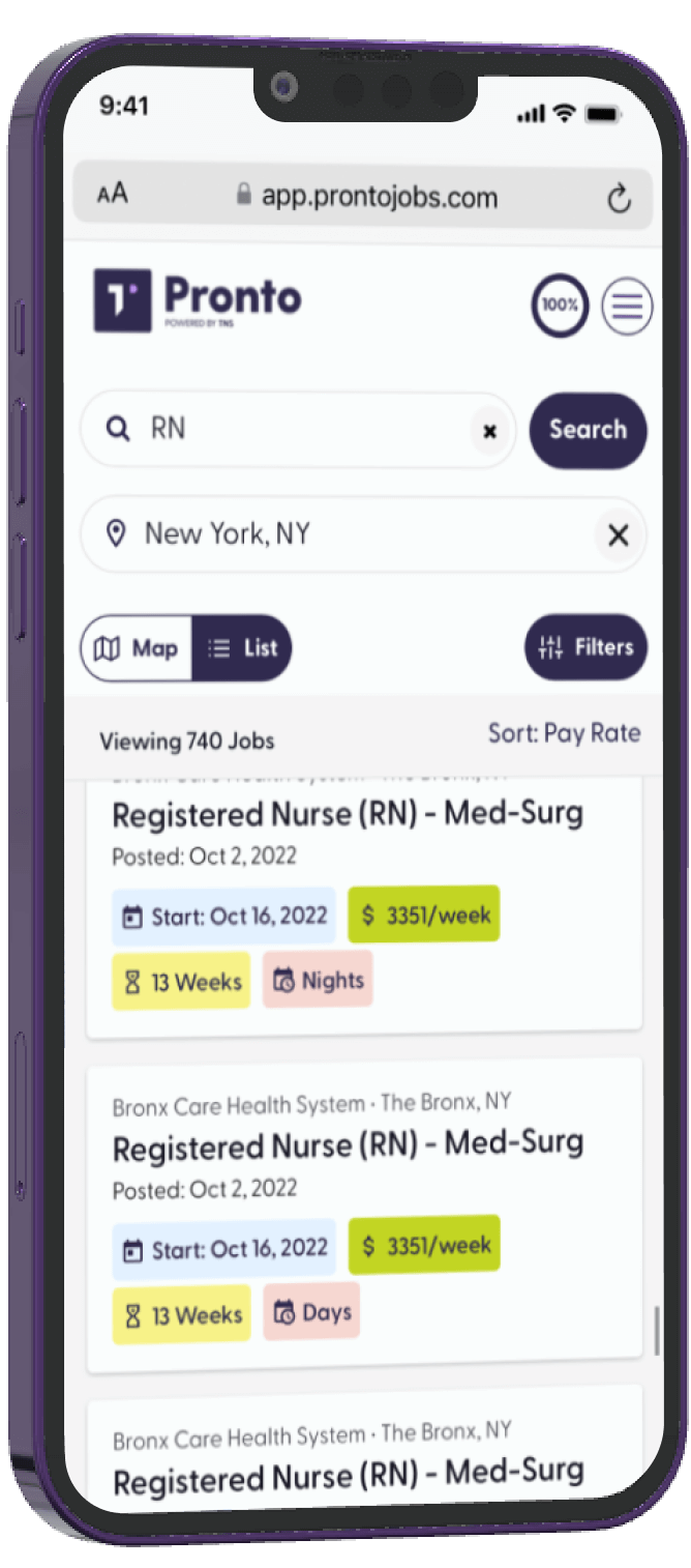 Pronto – Thousands of available travel nursing and allied health jobs